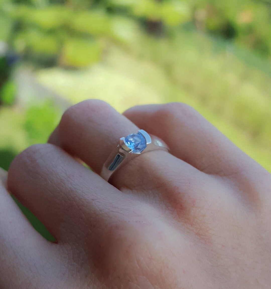 Sterling Silver Color Engagement Ring 925 Sterling Silver Engagement ...