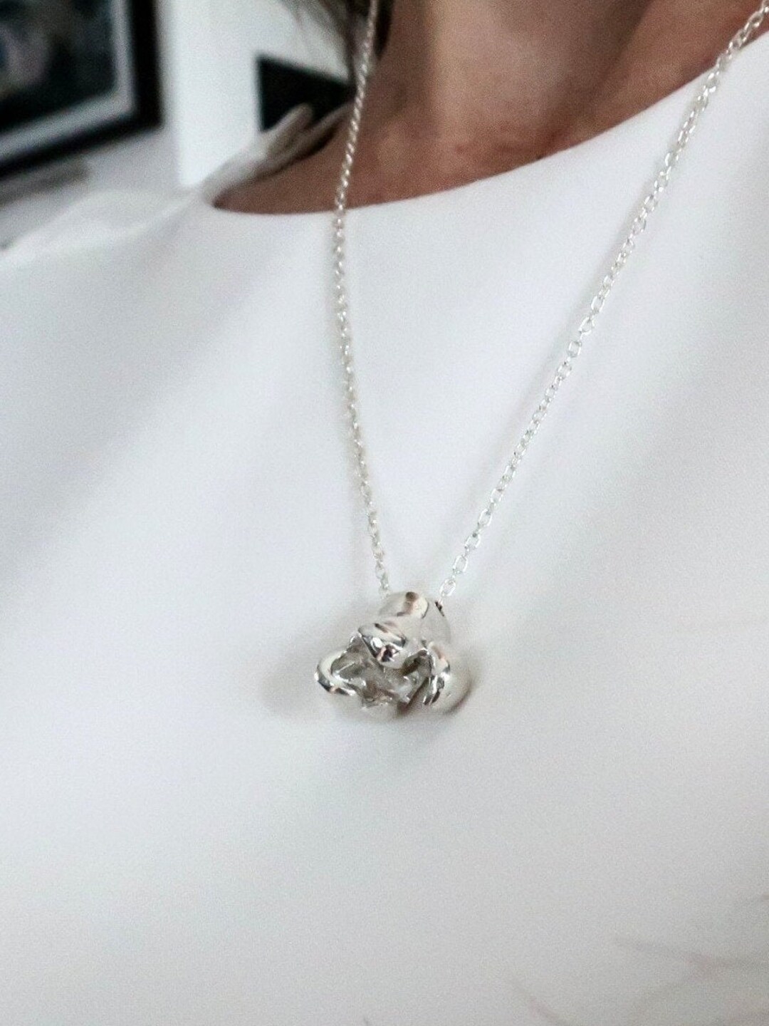 Sterling Silver Popcorn Necklace - Popcorn Necklace - Popcorn Pendant ...