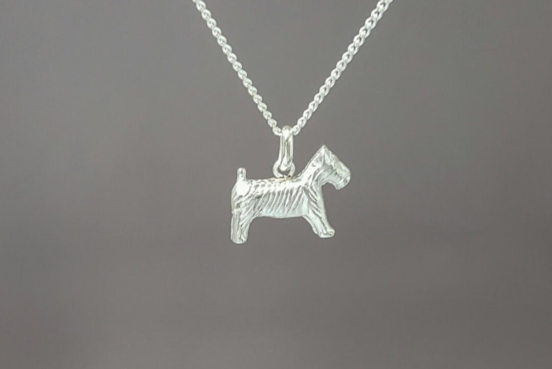 Solid Sterling Silver Dog Necklace Solid Schnauzaer Pendant Sterling ...