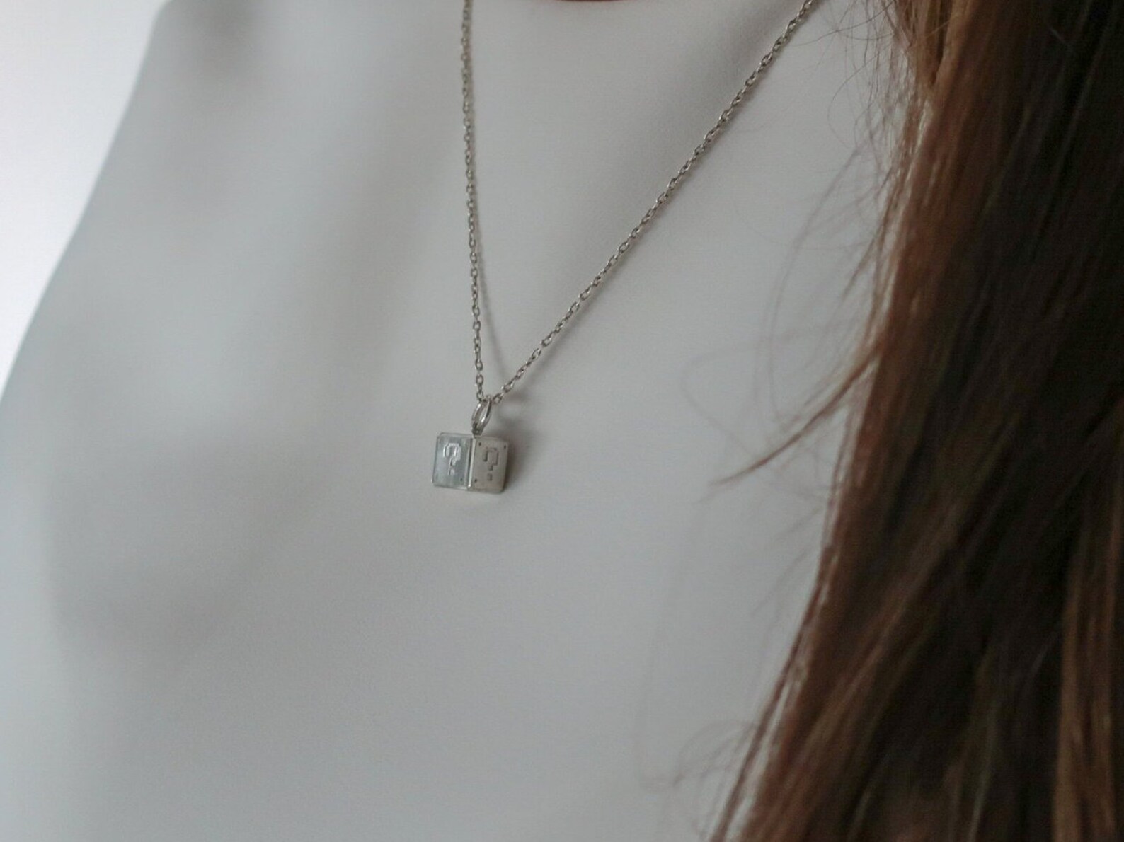 Sterling Silver Mystery Box Pendant Necklace Question Block - Etsy