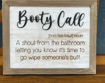 Booty Call Bathroom Sign Funny Bathroom Decor Booty Call Meaning - Etsy