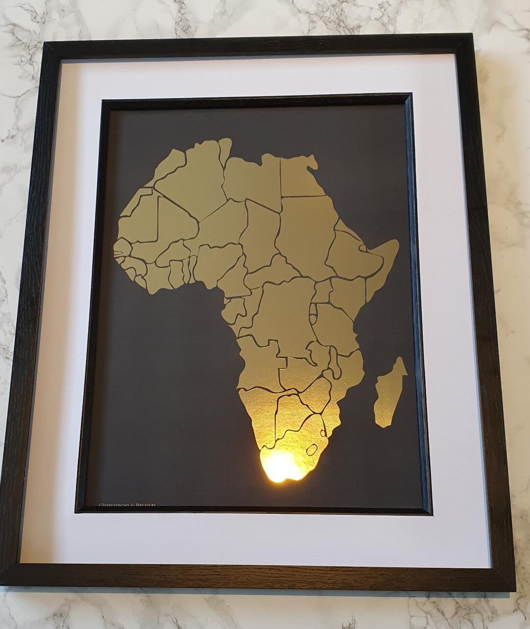 A3 Africa Map Foil Art / Contemporary Africa Map Geometric | Etsy