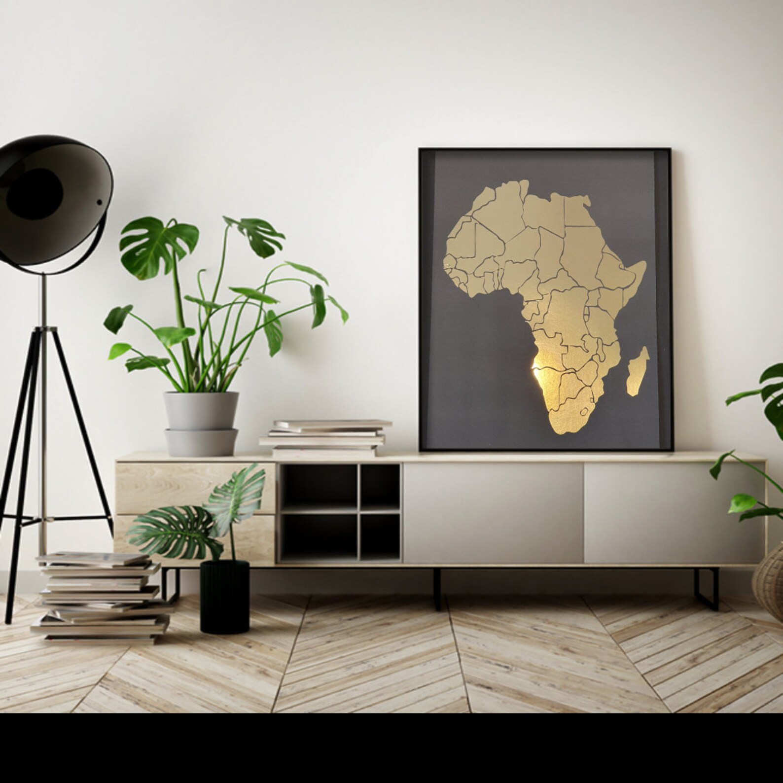A3 Africa Map Foil Art / Contemporary Africa Map Geometric | Etsy