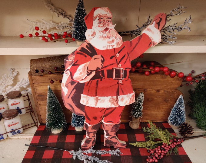 Retro Santa Claus Waving Wood Cutout - Etsy