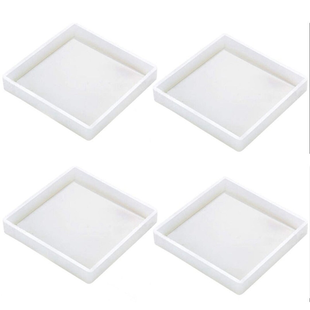 Square 4 Piece Silicone Resin Coaster Set - Etsy