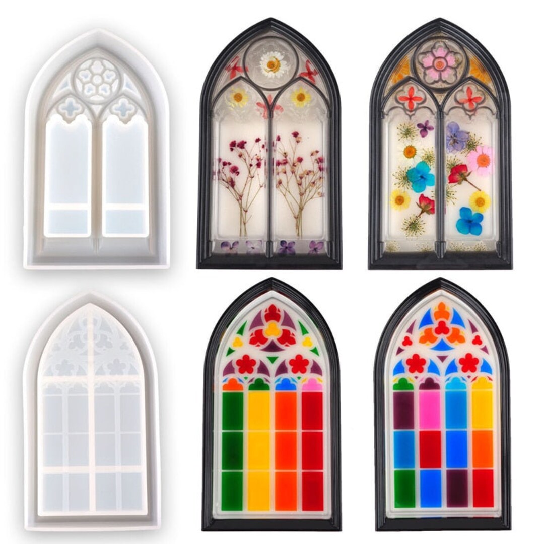 Stained Glass Silicone Resin Mold Trinket Dish Church Cathedral Window ...