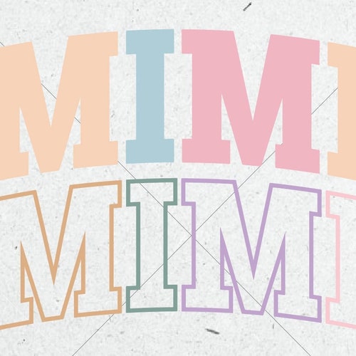 MIMI Varsity Letters Color Design File Printable Png Cut - Etsy