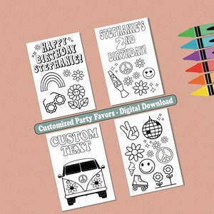 Customized Kids Birthday Retro Groovy Coloring Pages Party Favors ...