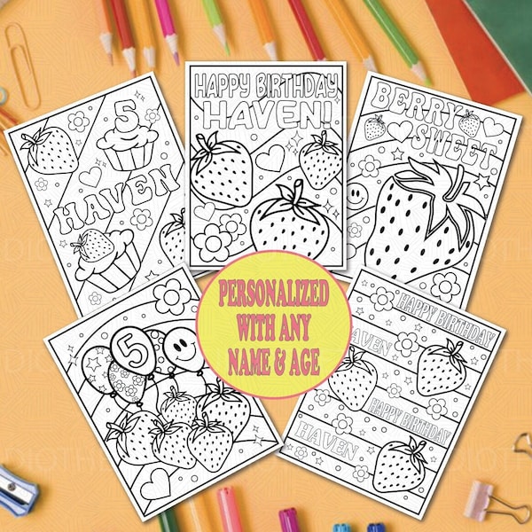 Berry Birthday Coloring Pages - Etsy