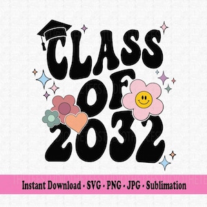 Class of 2032 Wavy Retro Letters Grow With Me Shirt Design File ...