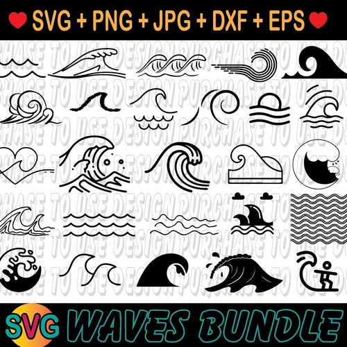 Wave Svg Bundle Waves Svg Waves Silhouette Wave Vector - Etsy