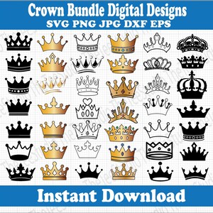 42 Crown Design Svg Bundle - Cut File Printable PNG - Craft Art ...