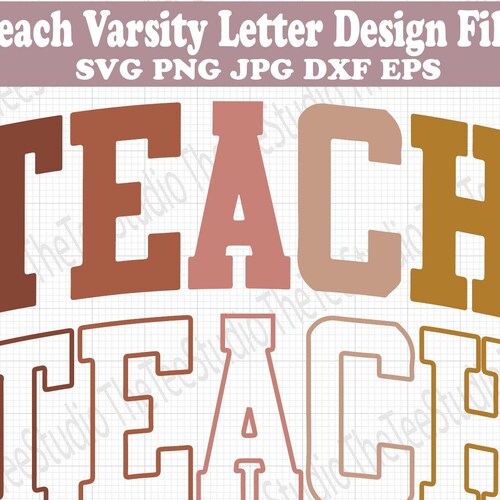 Teach Design File Varsity Letters Printable Png Cut File - Etsy
