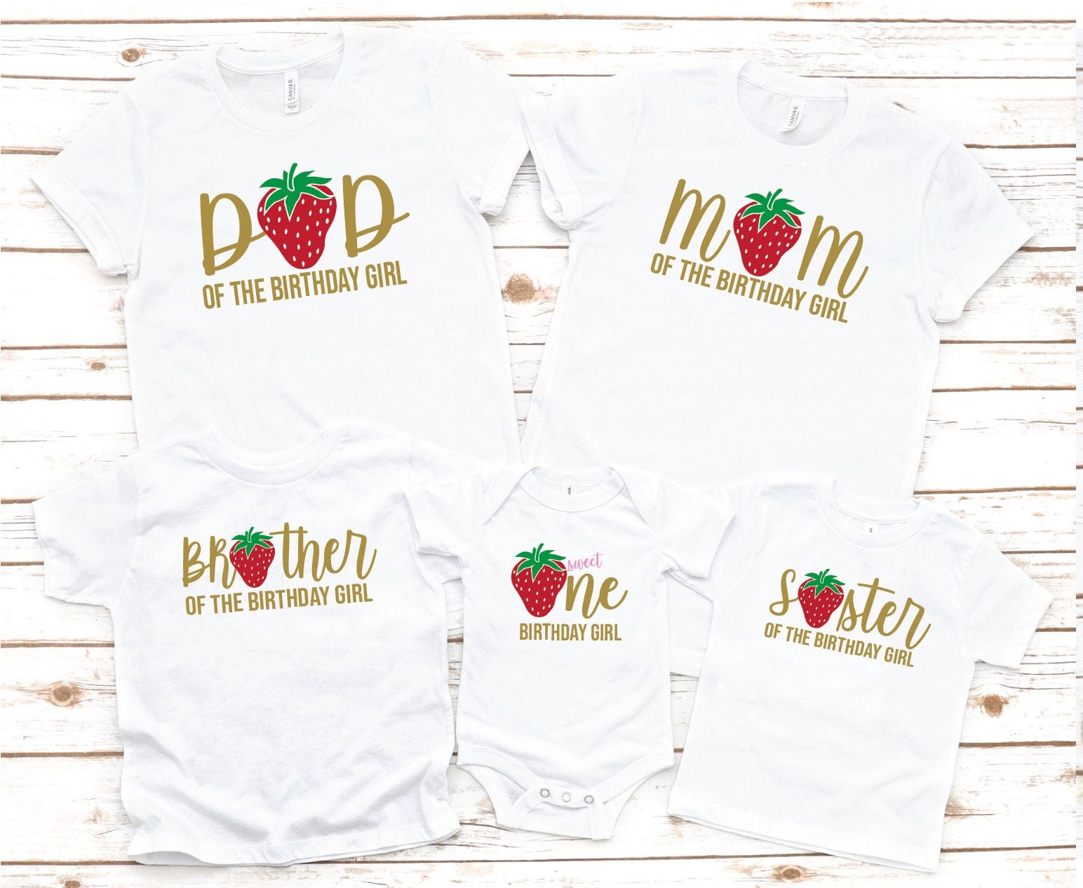Strawberry Family 1st Birthday Mom Dad Sweet One Birthday Girl - Etsy