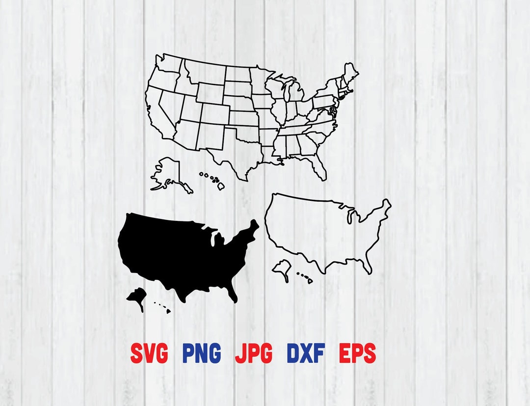 USA Map SVG: United States Outline With States (digital Download) - Etsy