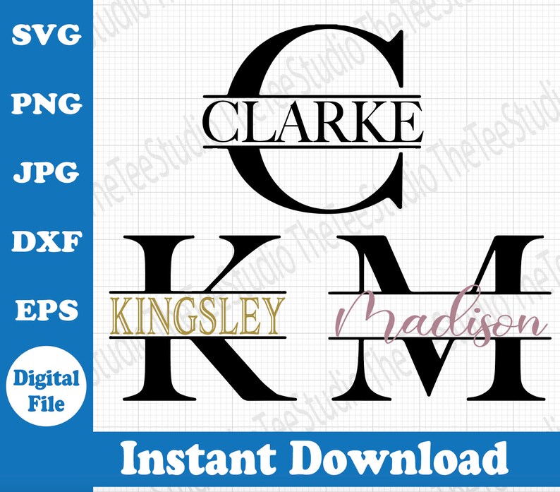 Split Letter Monogram Alphabet: SVG DXF PNG Files (digital Download ...