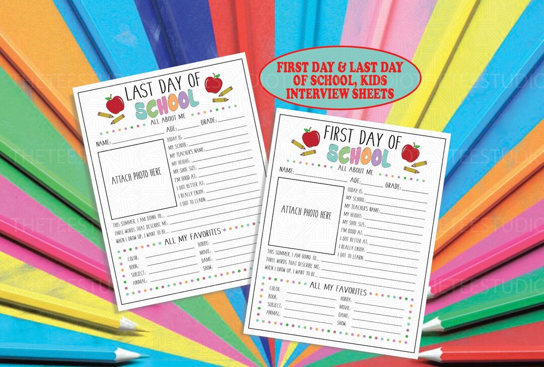 FIRST Day and Last Day of School Interview Printable Scrapbook Page ...