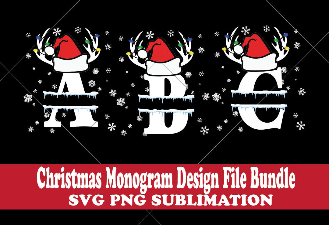 Christmas Santa Reindeer Monogram SVG Bundle (digital Download) - Etsy