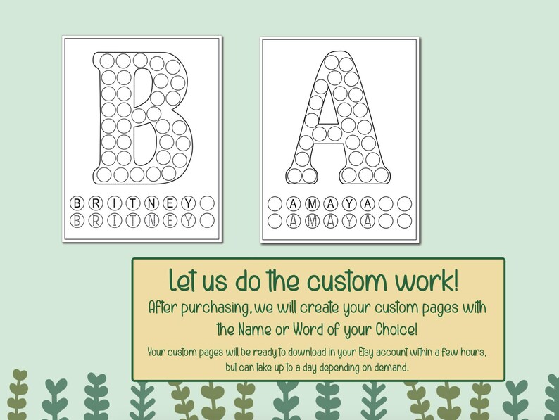 Custom Name Dot Marker Coloring Page: Personalized Initial (digital ...