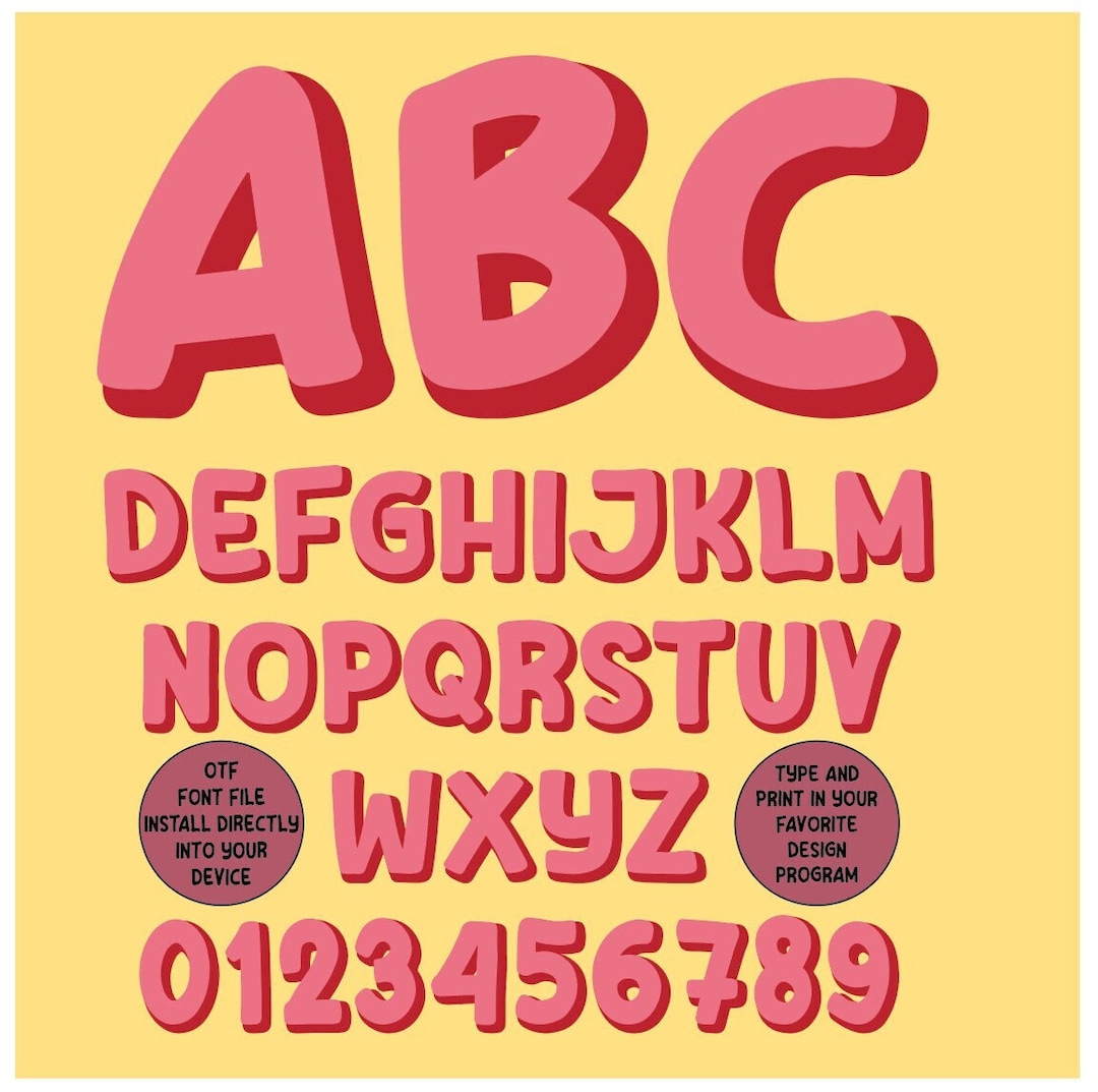 Instant Installable FONT OTF File Pink Petals ABC Cute Block Layered ...