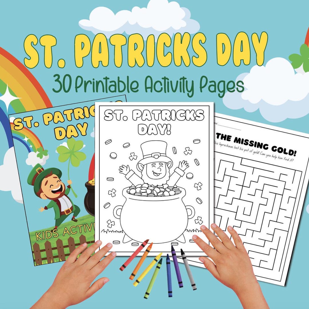 St Patricks Day Activity Book Coloring Pages - Digital Delivery Tracing ...