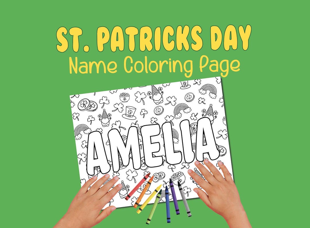 St. Patricks Day Personalized Custom Name Pattern Coloring Page Same ...