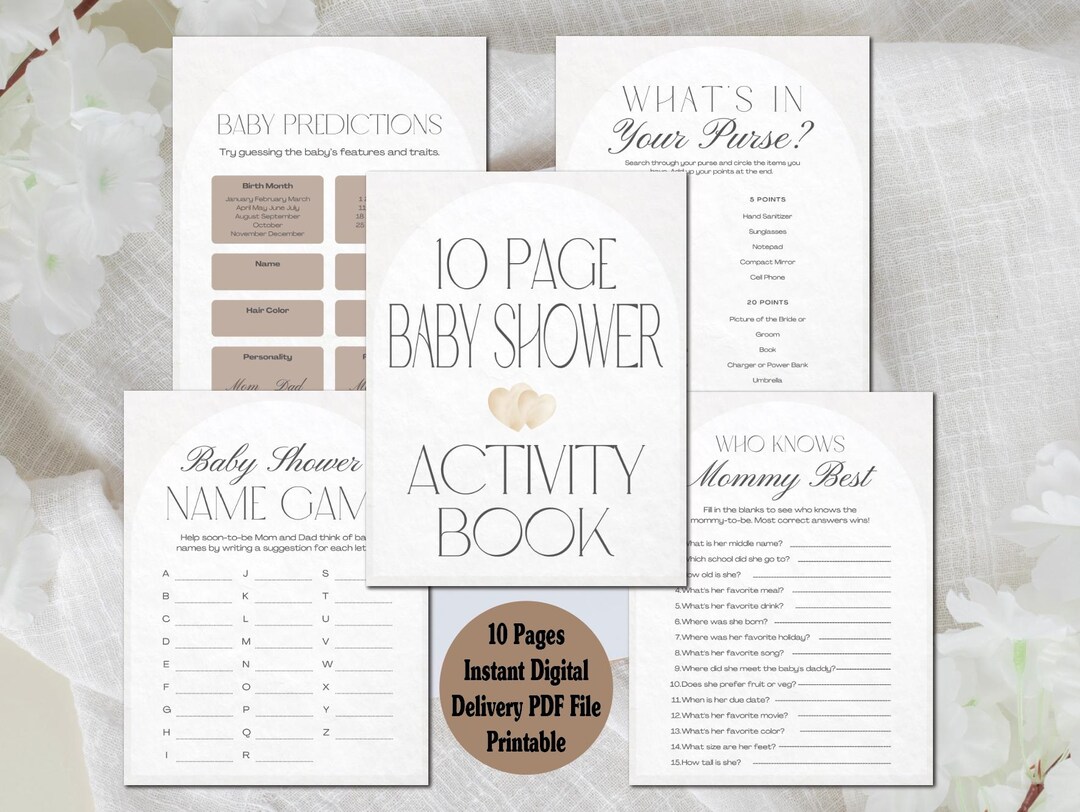 Baby Shower Activity Book: 10 Printable Games (digital Download) - Etsy