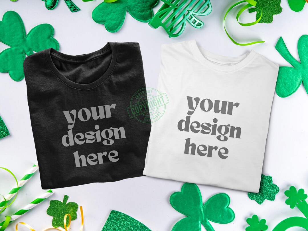 White & Black T-shirt Mockup | St. Patrick's Day Mockups | Custom Shirt ...