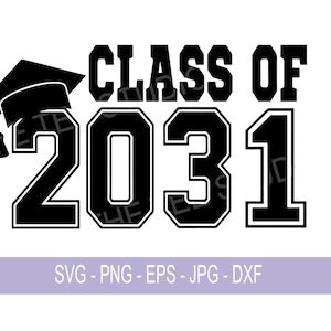 Class of 2031 Jersey Letters SVG PNG: Graduation Year Design (digital ...