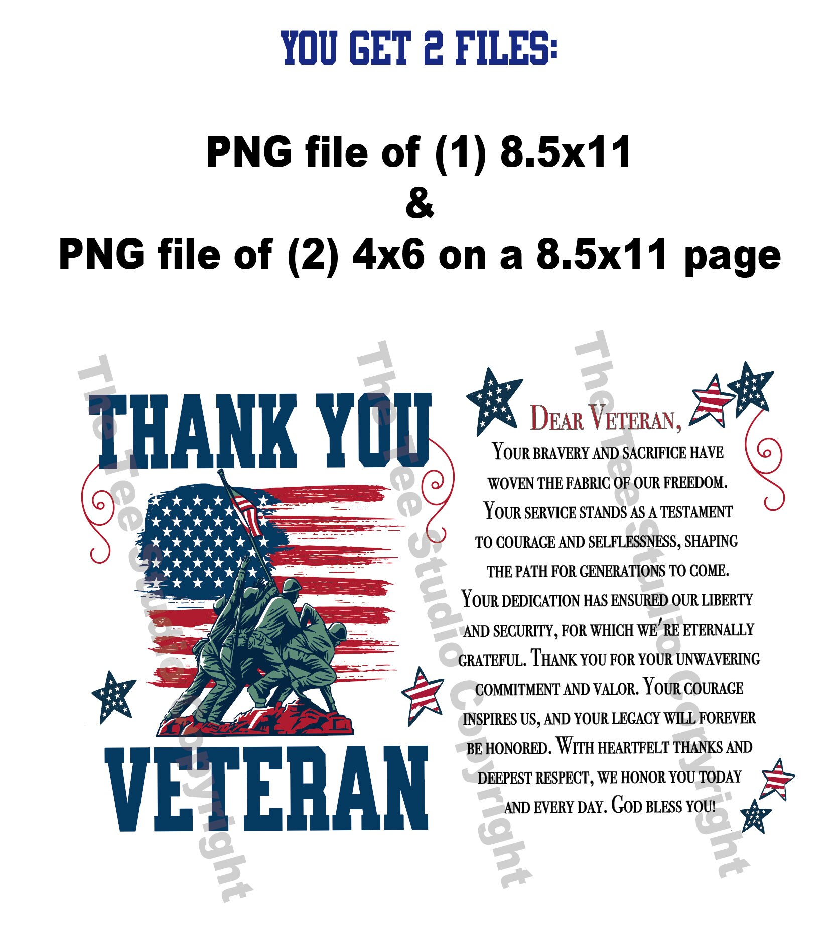 Thank You Veteran Card: Patriotic Soldier Design (PNG Digital Download ...