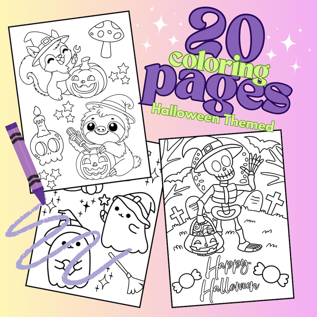 Cute Halloween Coloring Pages for Kids: Animals, Costumes, Pumpkins ...