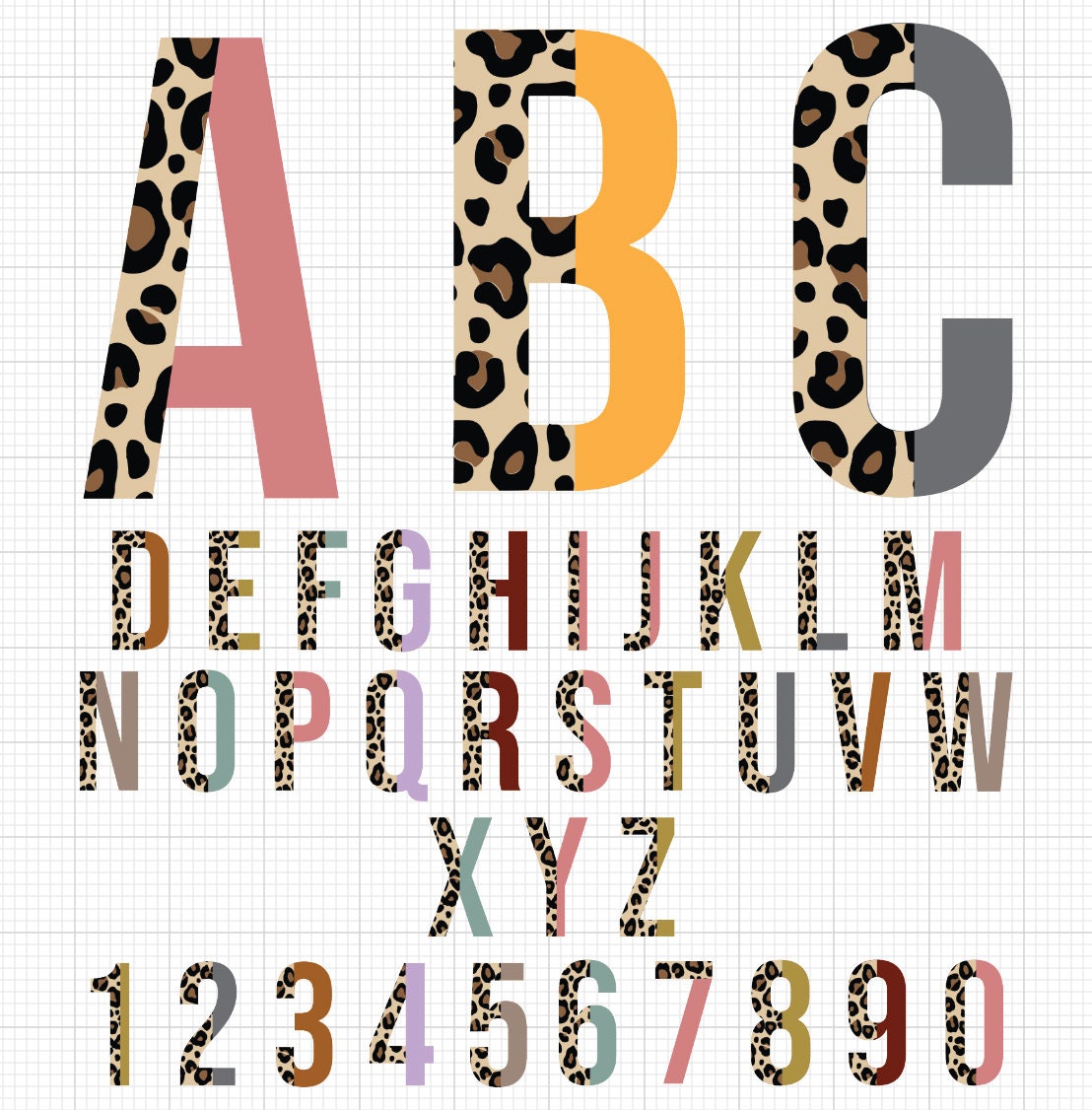 Color ABC Leopard Print Animal Alphabet and Numbers Bundle - Etsy
