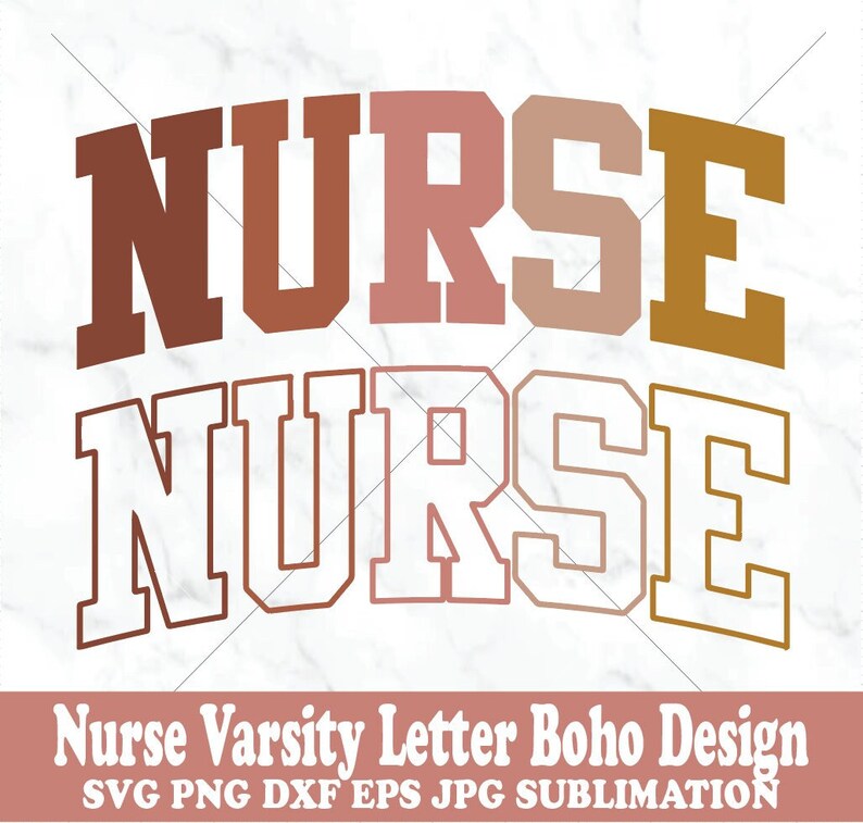 Nurse Boho Varsity Letters Color Design File Fall Printable - Etsy