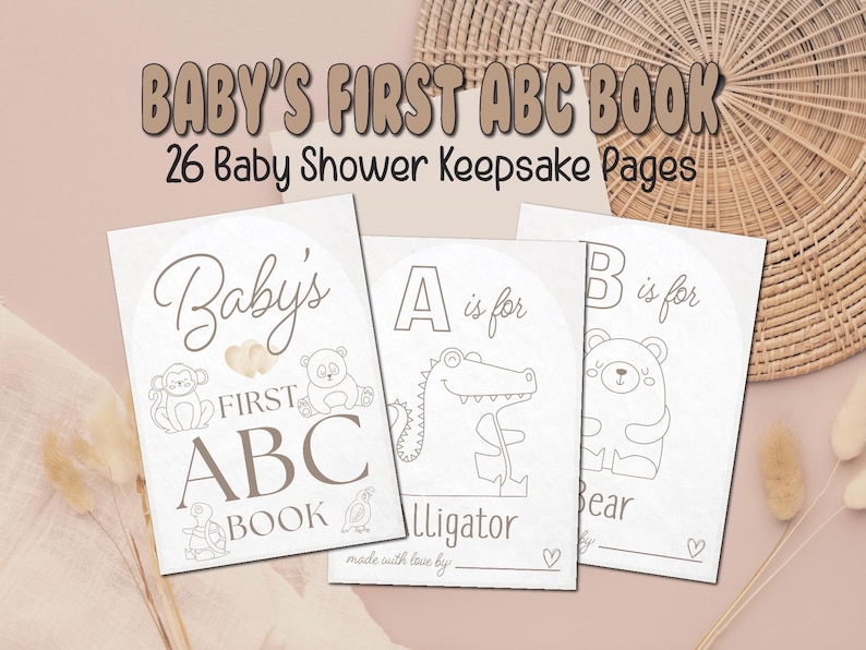 Baby's First ABC Book: Animal Illustrations, Shower Guestbook (digital ...