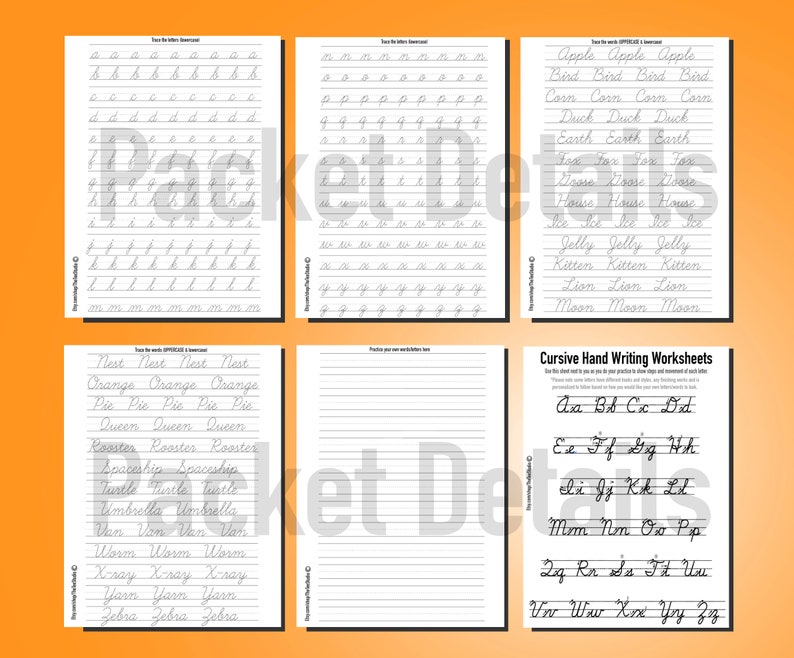 Cursive Handwriting Practice Worksheets: Letters & Words (PDF Download ...