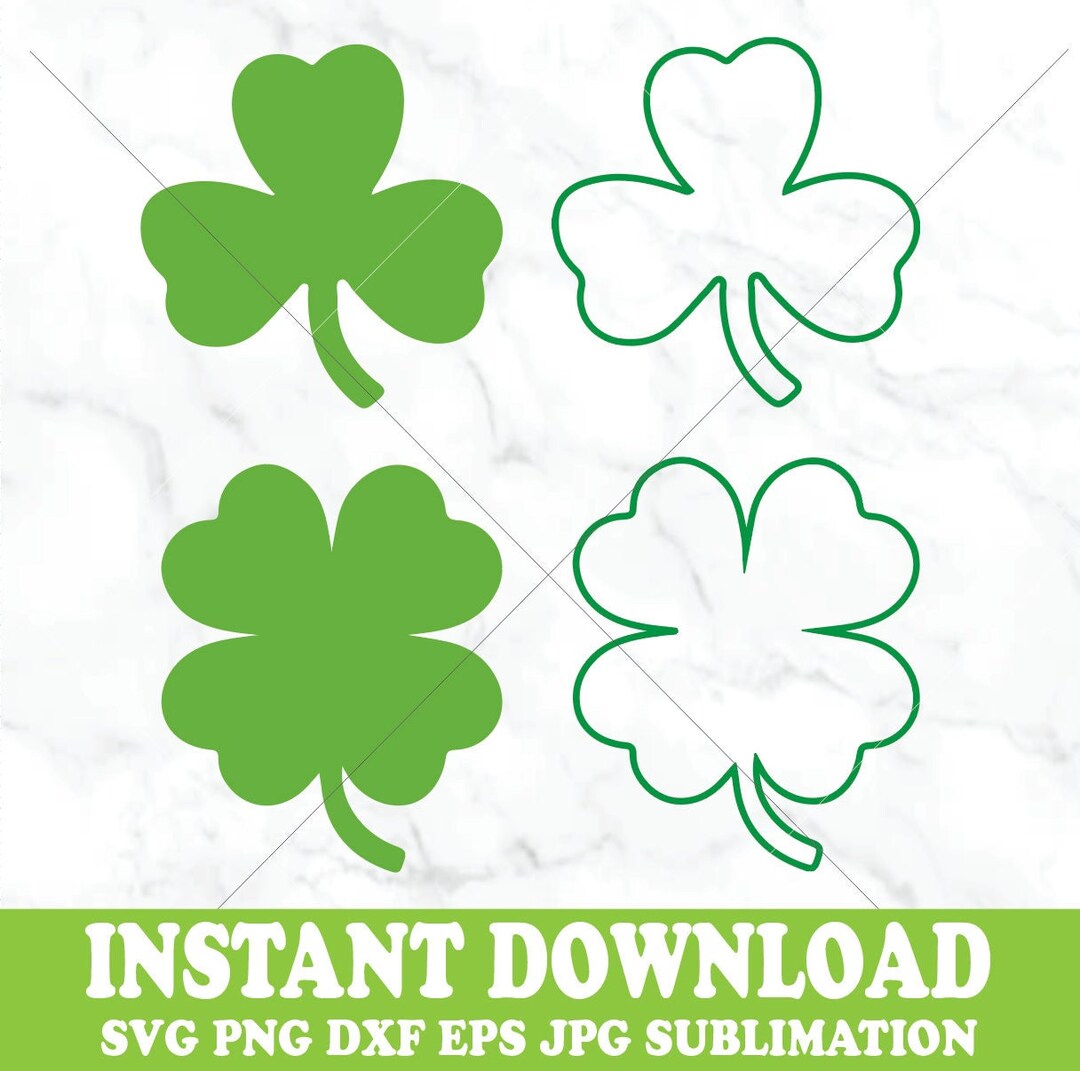 Solid and Outline Lucky Shamrock Bundle - Layered Svg File Sublimation ...