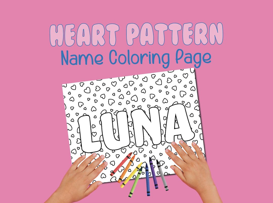 Personalized Hearts Name Coloring Page: Custom Love Design (digital ...