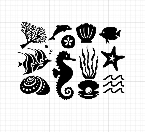 Ocean Animals SVG DXF Seahorse Svg Sea Shell Image Sea - Etsy Australia