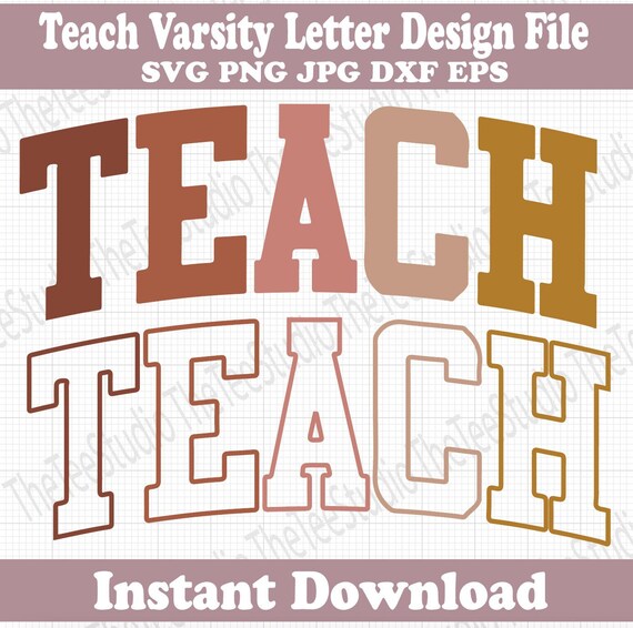 Teach Boho Varsity Letters Color Design File Fall Printable - Etsy