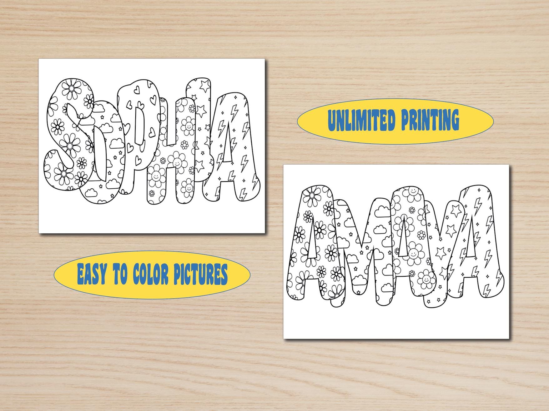 Personalized Name Coloring Page: Fun Patterns (digital Download) - Etsy