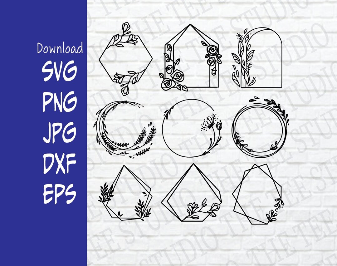 Floral Frame Bundle SVG Designs | 9 Designs - Floral Frame SVG Bundle ...