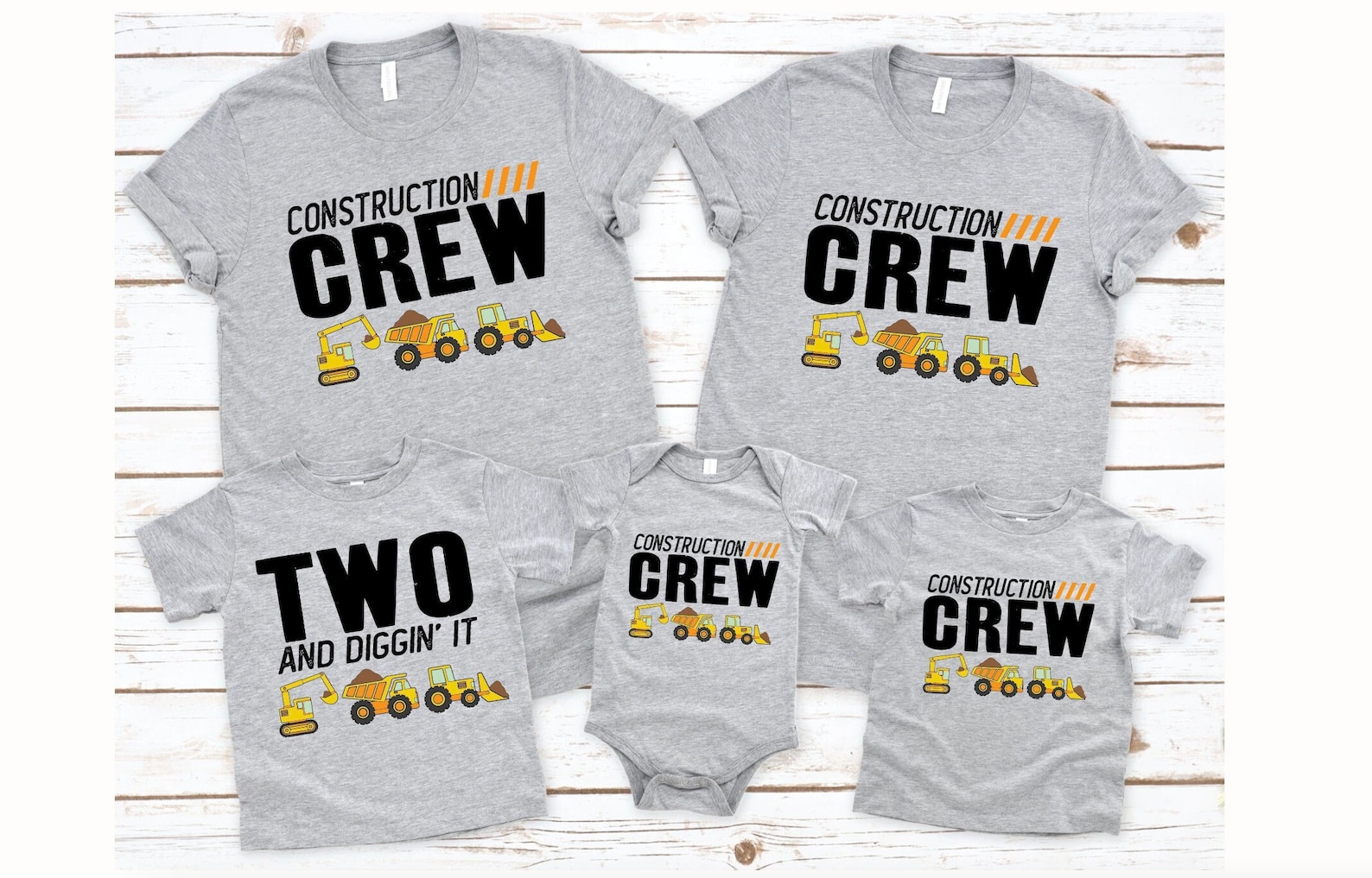 Construction Crew Shirt, Two and Diggin' It, Custom Age Birthday Boy ...