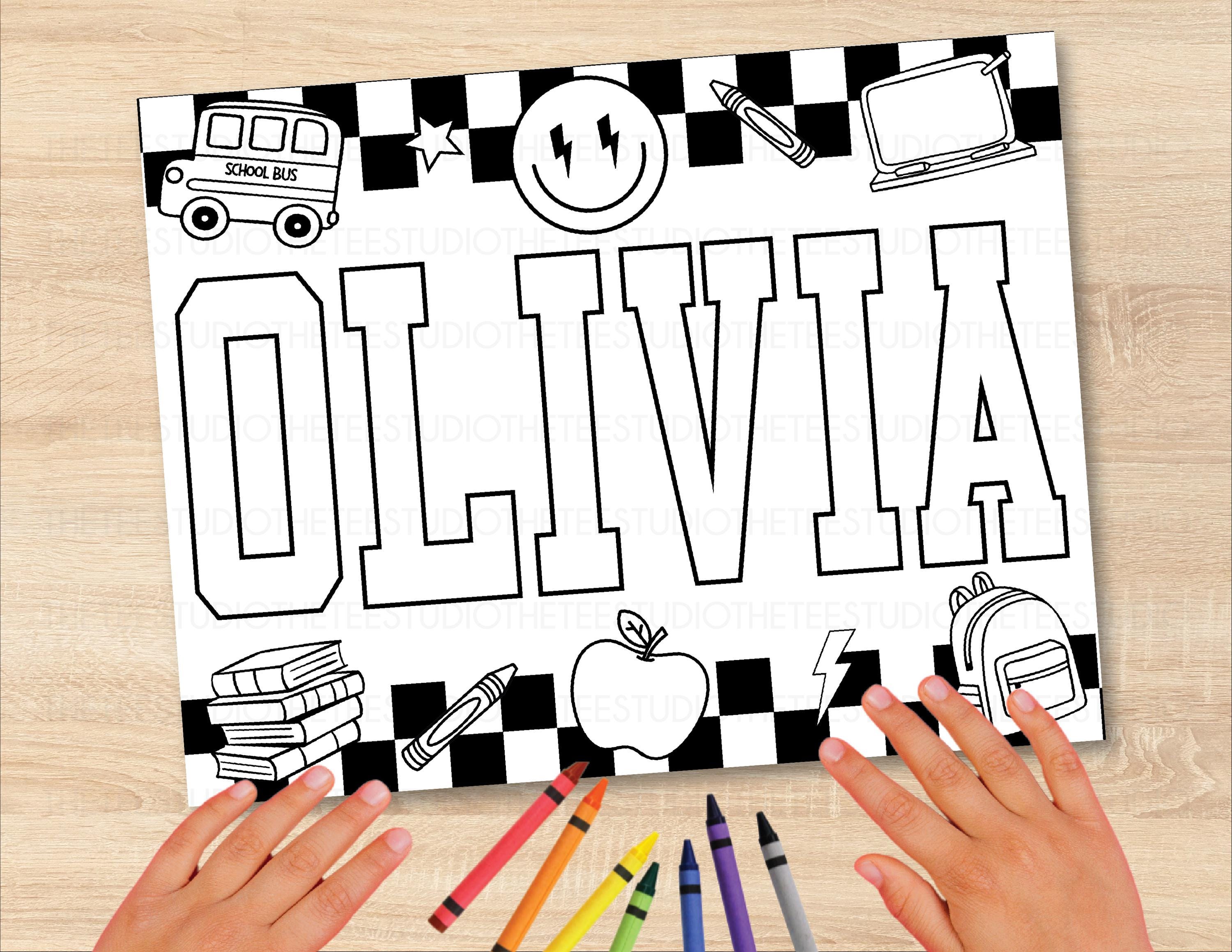 Personalized School Name Coloring Page: Retro Checkerboard Design ...
