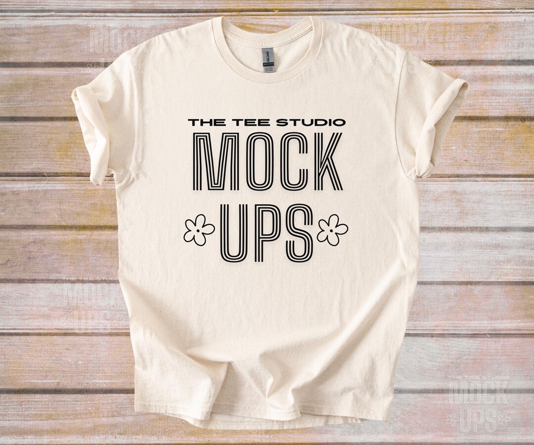 Gildan Natural T-shirt Mockup: Vintage Fall Shabby Chic (digital ...