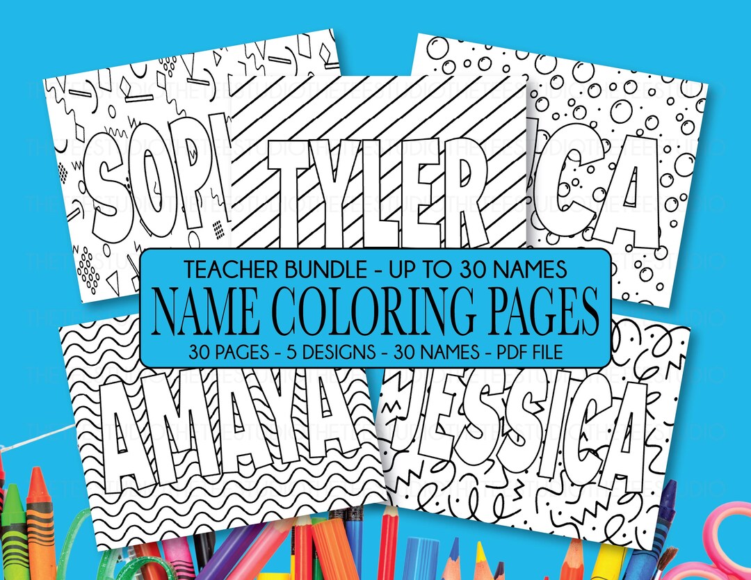 Custom Names Coloring Pages: Teacher Bundle, First Day Activity (PDF ...