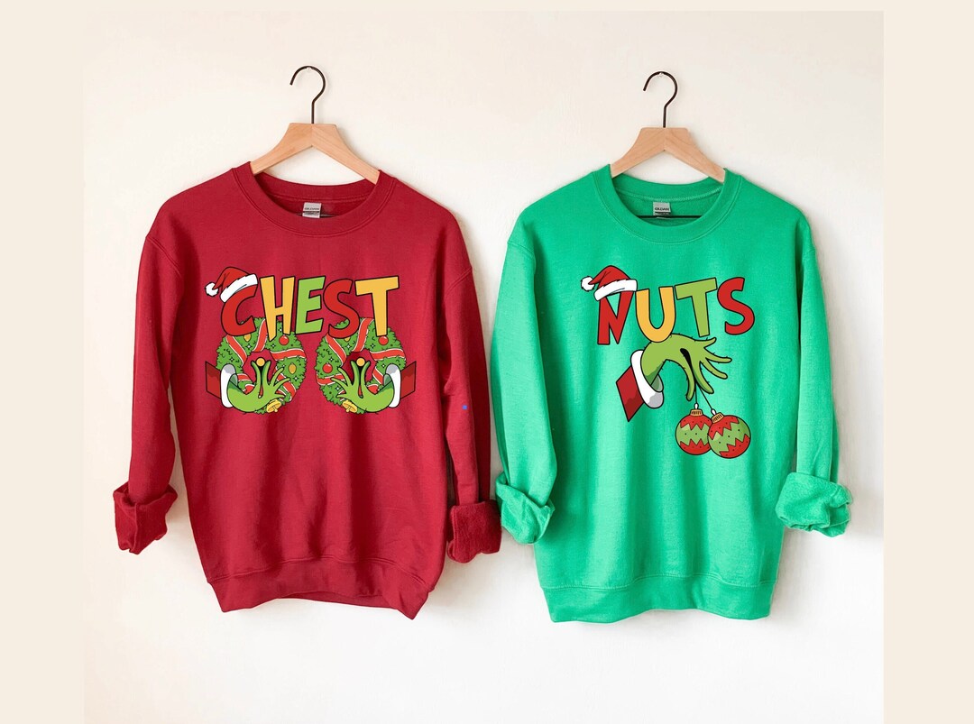 Chest Nuts Matching Christmas Sweatshirts: Funny Couples Holiday ...