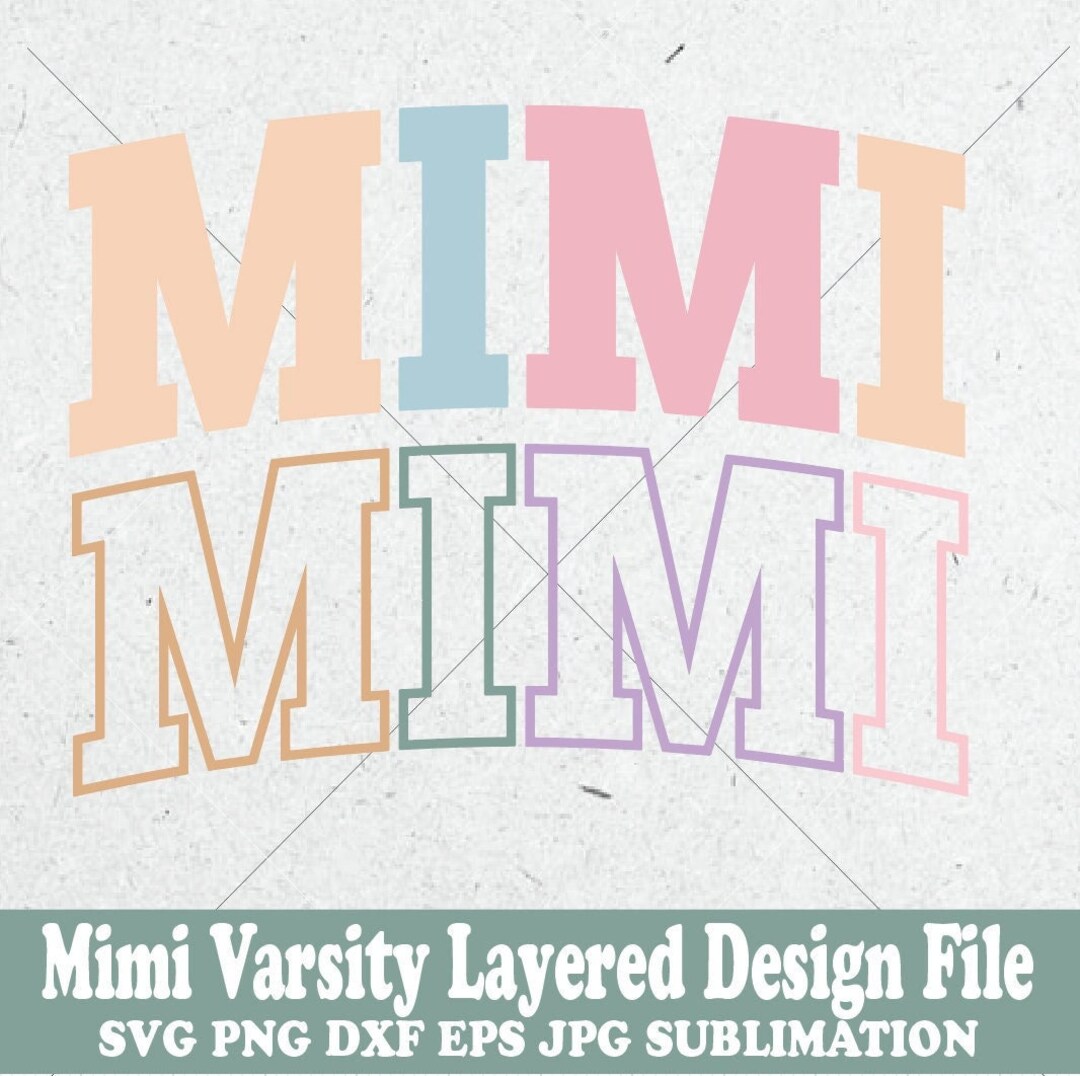 MIMI Varsity Letters Color Design File - Printable Png Cut File Svg ...