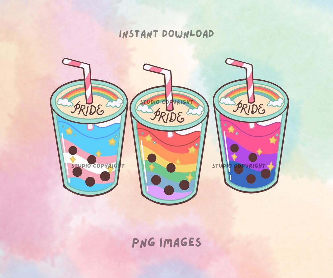 Cute Pride Boba PNG Bundle | LGBTQIA+ Bubble Tea Clipart | Gay Lesbian ...