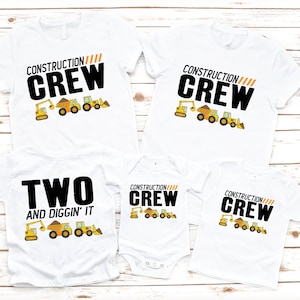 Construction Crew Shirt, Two and Diggin' It, Custom Age Birthday Boy ...