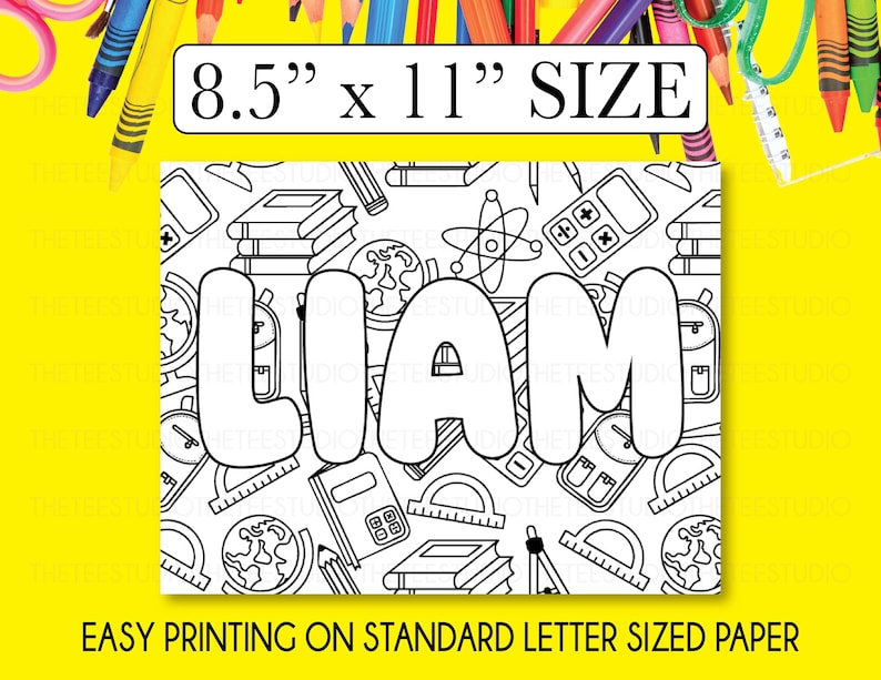 Custom Name Coloring Pages: Back to School Teacher Bundle (PDF Digital ...